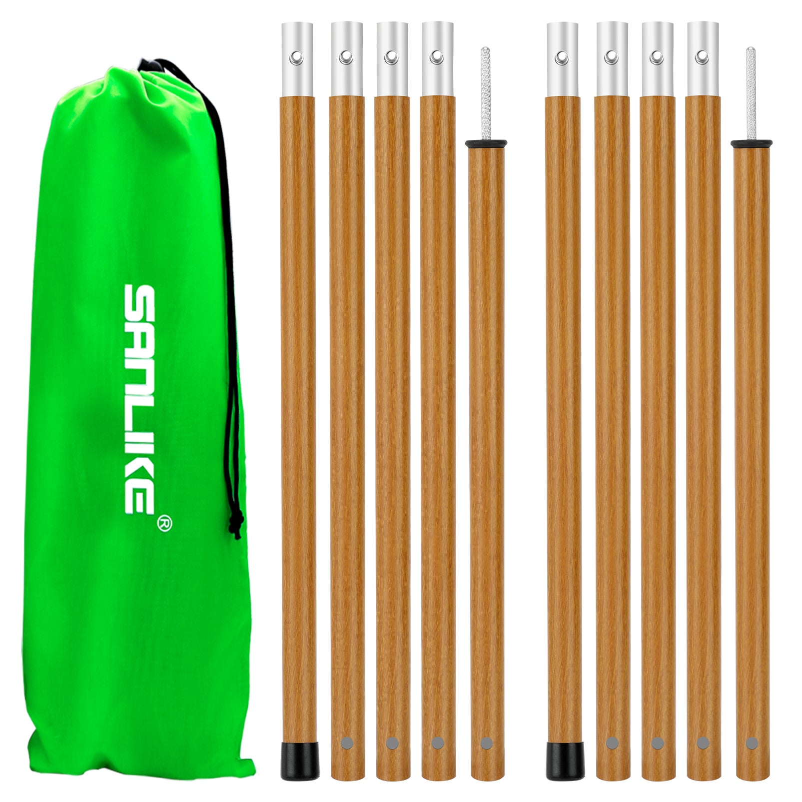 SANLIK 2 Set Tent Poles Aluminum Tarp Poles Easy Adjustable Collapsibl ...